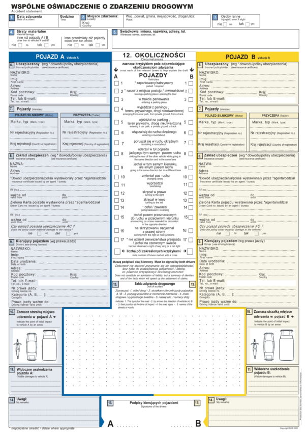 Wspólne oświadczenie sprawcy kolizji drogowej PL-EN - Ubezpieczenia ...